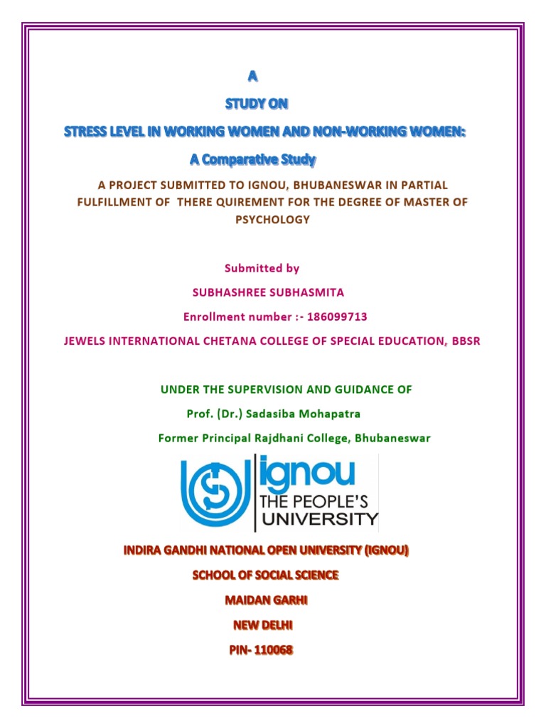 A Project Submitted To Ignou, Bhubaneswar in Partial Fulfillment of ...