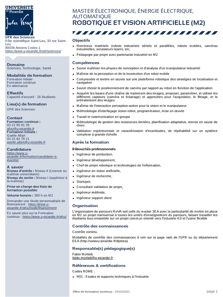 Master 3ea Rva | PDF | Robotique | Électronique