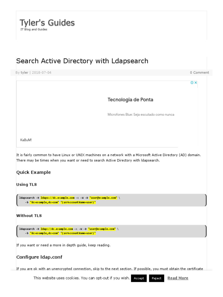 Search Active Directory with ldapsearch | PDF | Data Management | Security