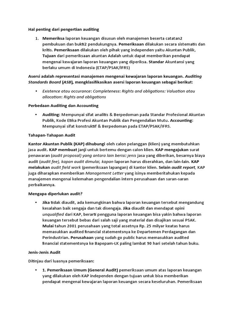 Audit Bab 1,2, Dan 6 | PDF