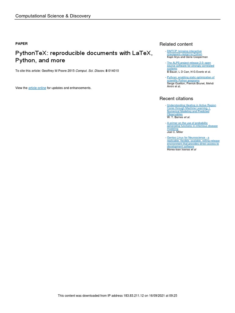 Pythontex: Reproducible Documents With Latex, Python, and More | Download Free PDF | Command ...