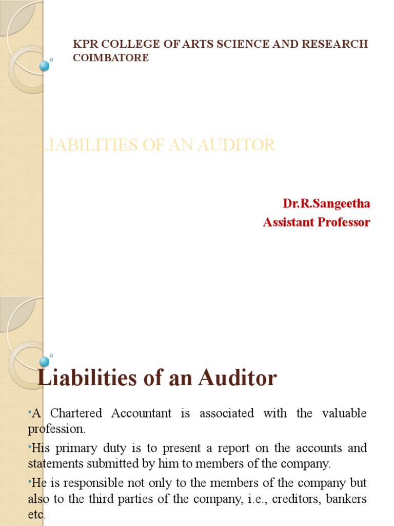 Liabilities of An Auditor | PDF | Audit | Legal Liability