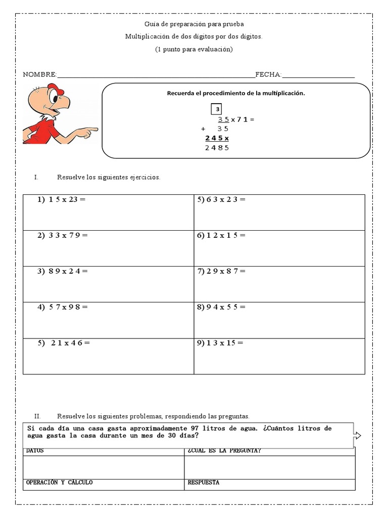 Guia de Multiplicacion de Dos Digitos Por Dos Digitos | PDF