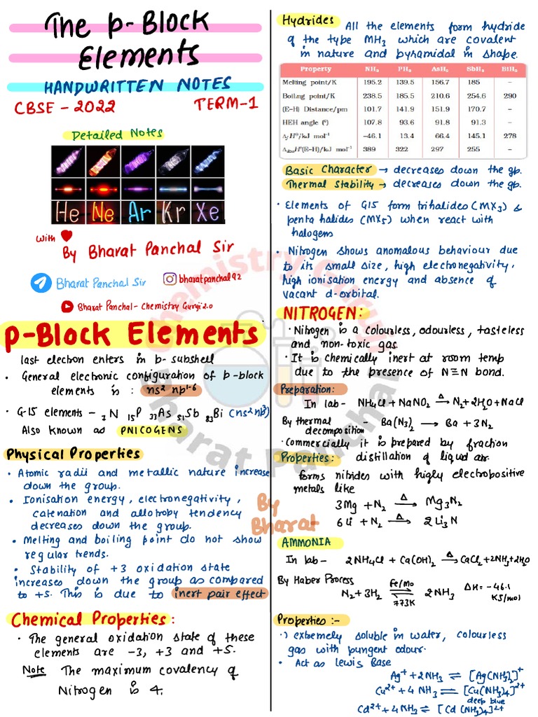 Elements: Block | PDF | Nitrogen | Nitric Acid