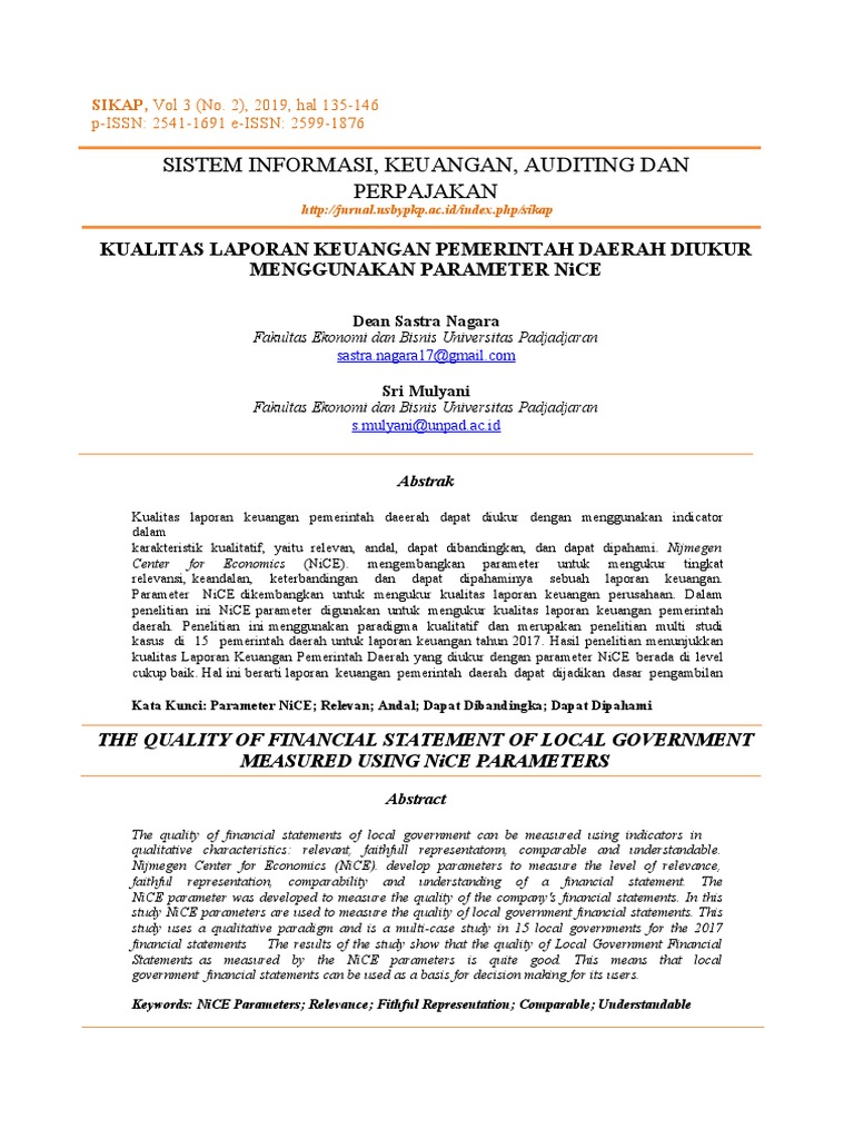 Kualitas Laporan Keuangan Pemerintah Daerah Diukur | PDF