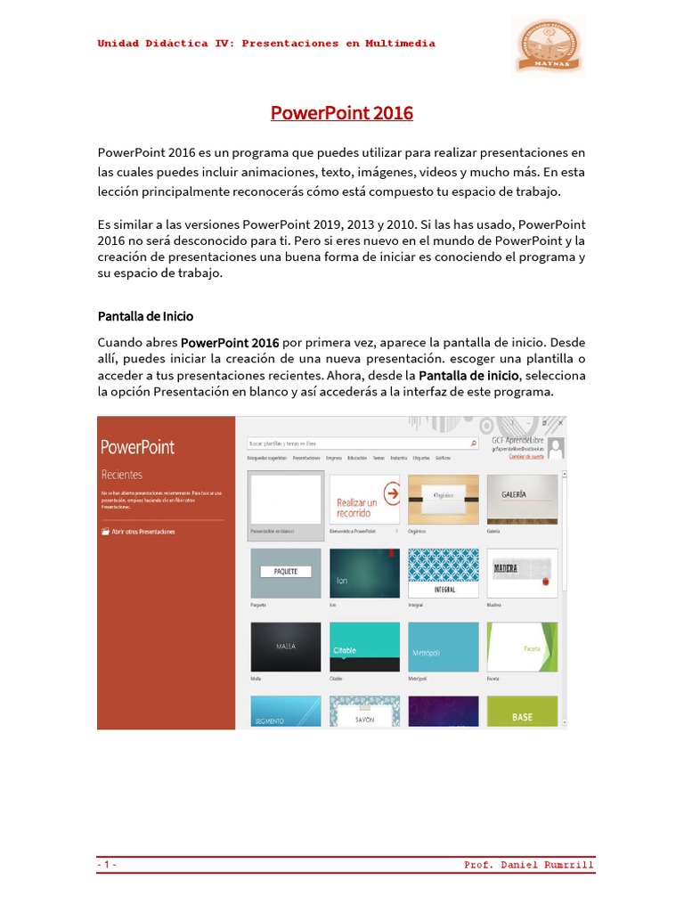 Actividad 01 - Entorno de Microsoft Power Point 2016 | PDF | Microsoft PowerPoint | Software de ...