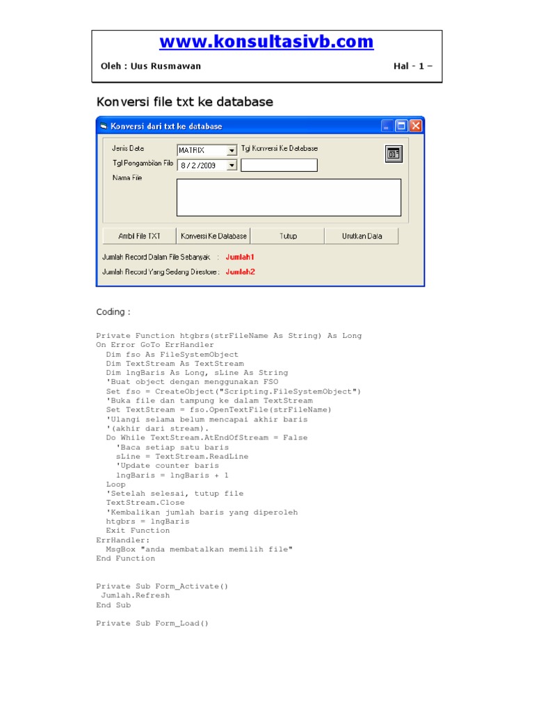 Konversi File TXT ke Database | PDF | Microsoft Sql Server | Microsoft Access