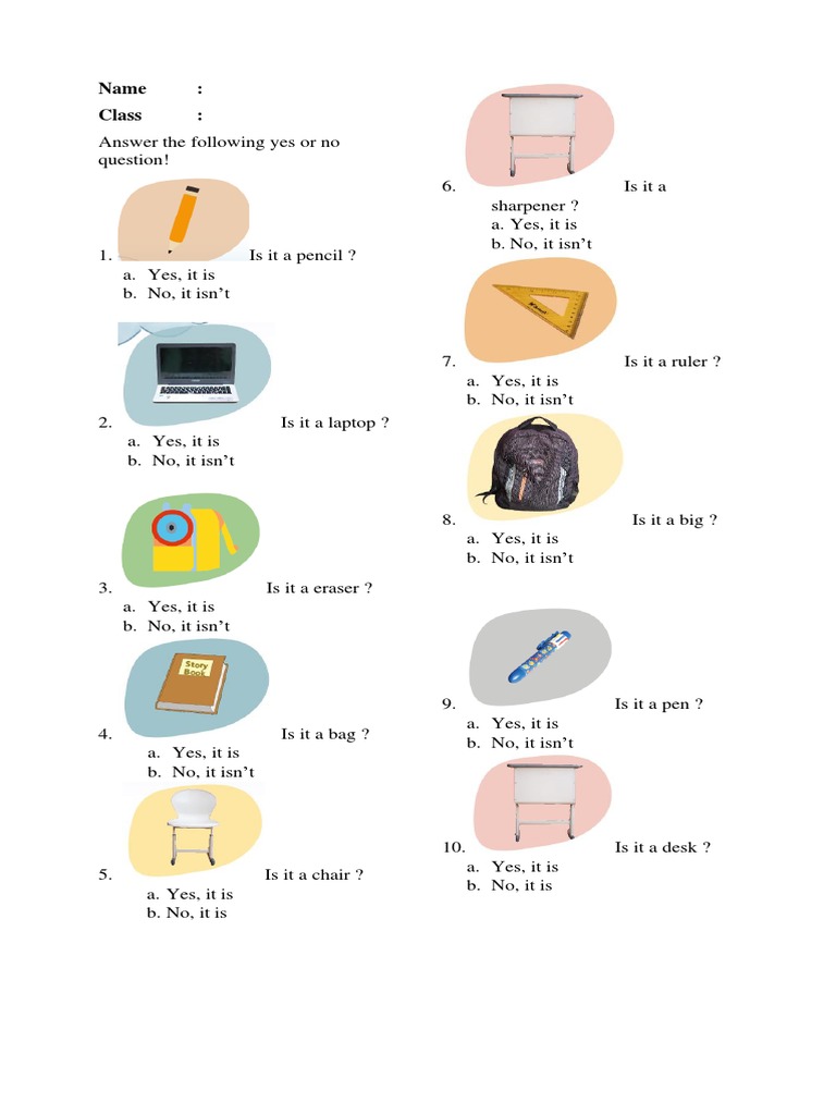 Worksheet Classroom Objects Part 2 | PDF