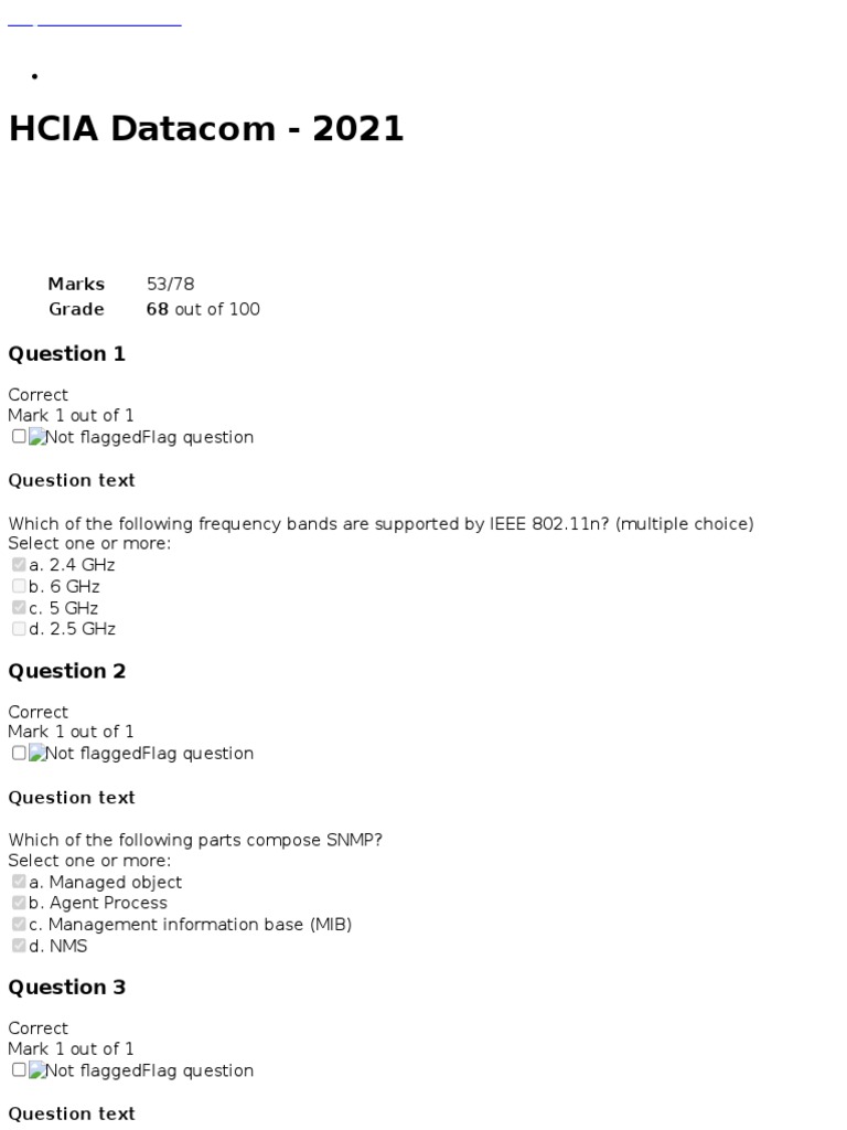 HCIA Datacom - 2021 Exam Results and Questions | PDF | Network Switch ...