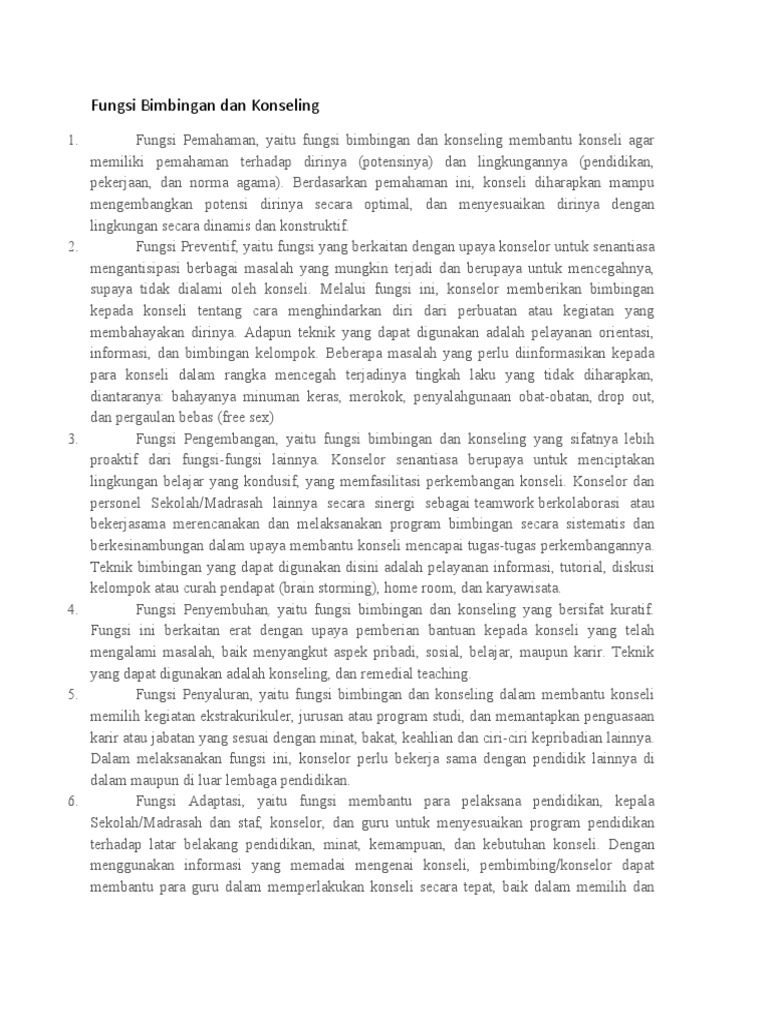 Fungsi Bimbingan Dan Konseling Retno | PDF