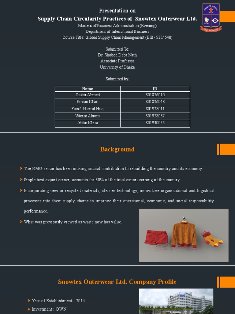 Supply Chain Circularity Practices of Snowtex Outerwear LTD | PDF ...
