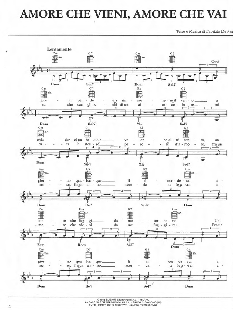 Amore Che Vieni Amore Che Vai - Spartito | PDF