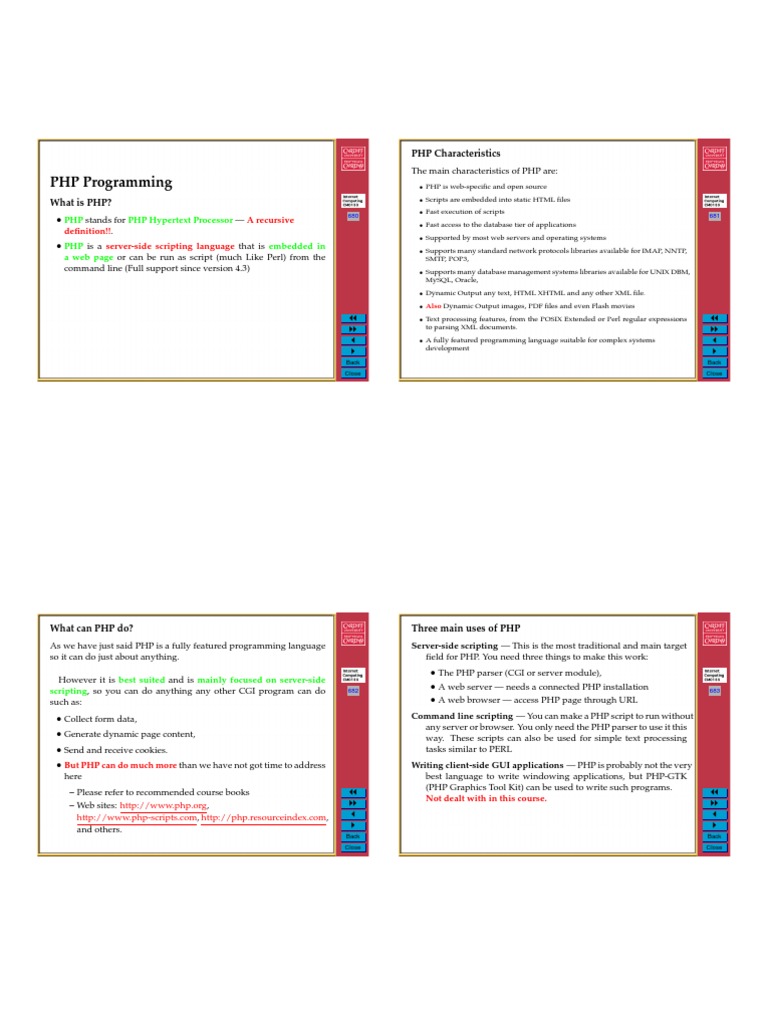 PHP Handout PF | PDF | Php | Scripting Language PHP Handout PF | PDF | Php | Scripting Language