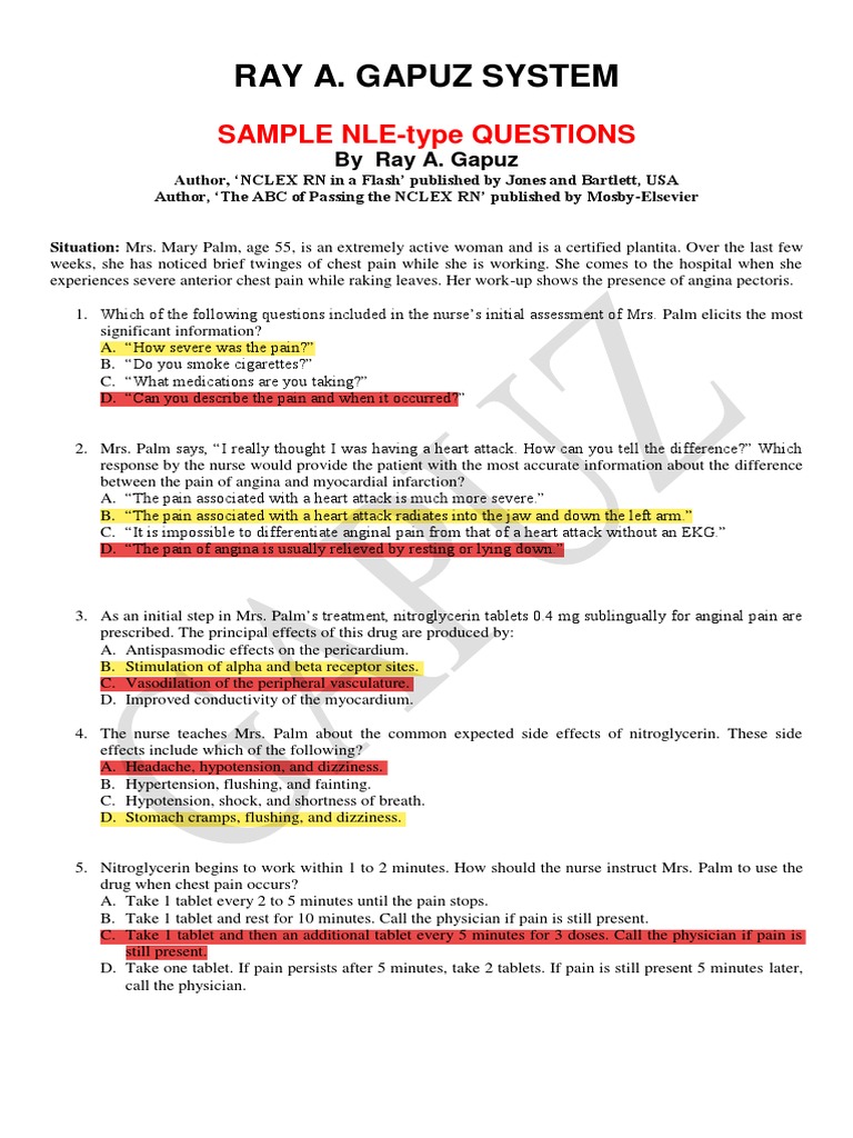 SAMPLE NLE Style Questions 3 TEST | PDF | Myocardial Infarction | Heart