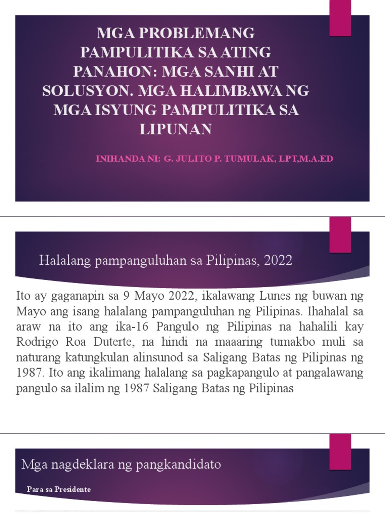 Mga Isyung Pampolitikal HALALAN 2022 | PDF