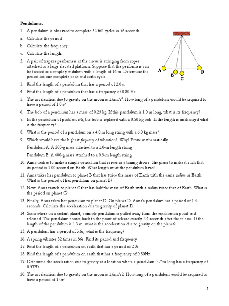 Pendulum Problems | PDF | Pendulum | Mass