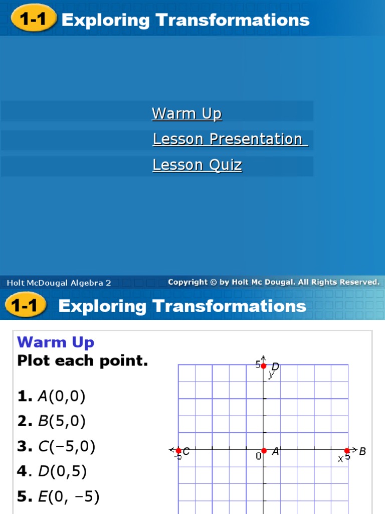 Warm Up Lesson Presentation Lesson Quiz | PDF | Cartesian Coordinate ...
