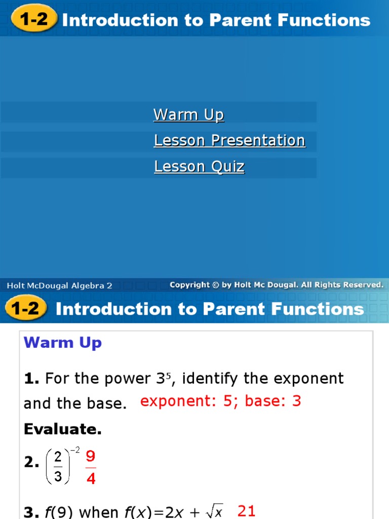 Intro Parent Fcns | PDF | Function (Mathematics) | Linearity