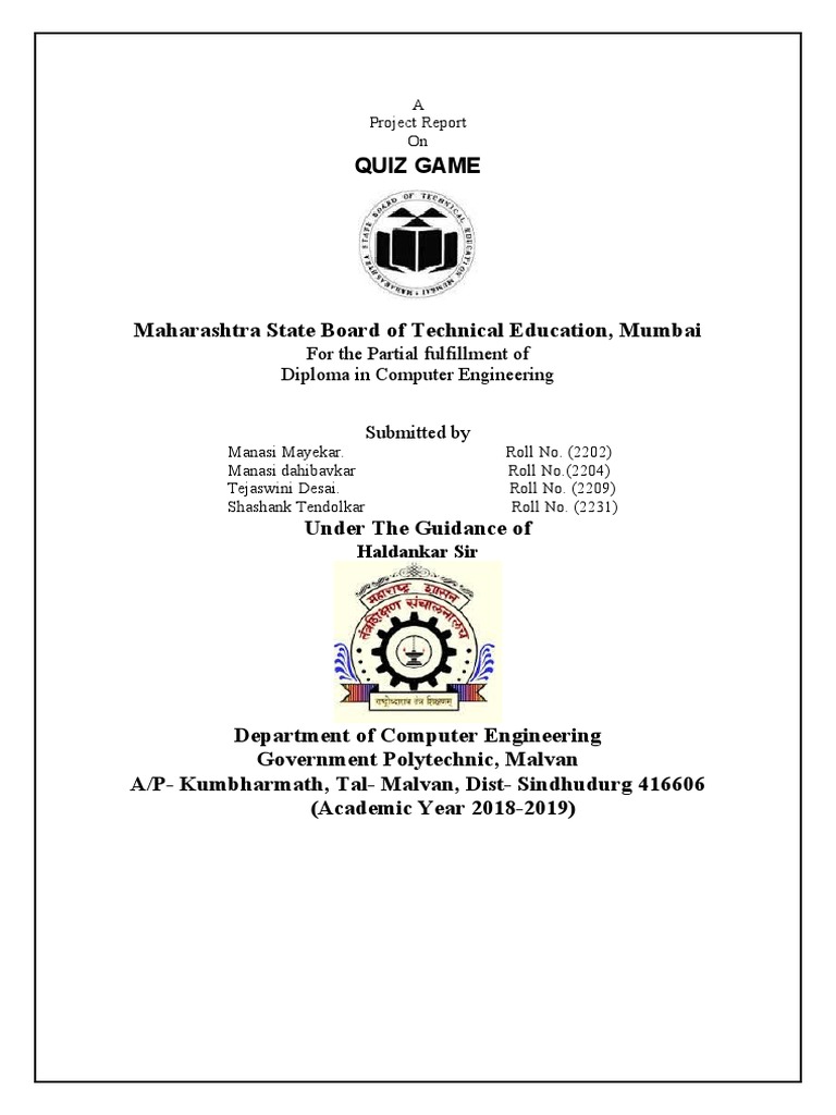 A Report on the Development of a Visual Basic Based Quiz Game ...