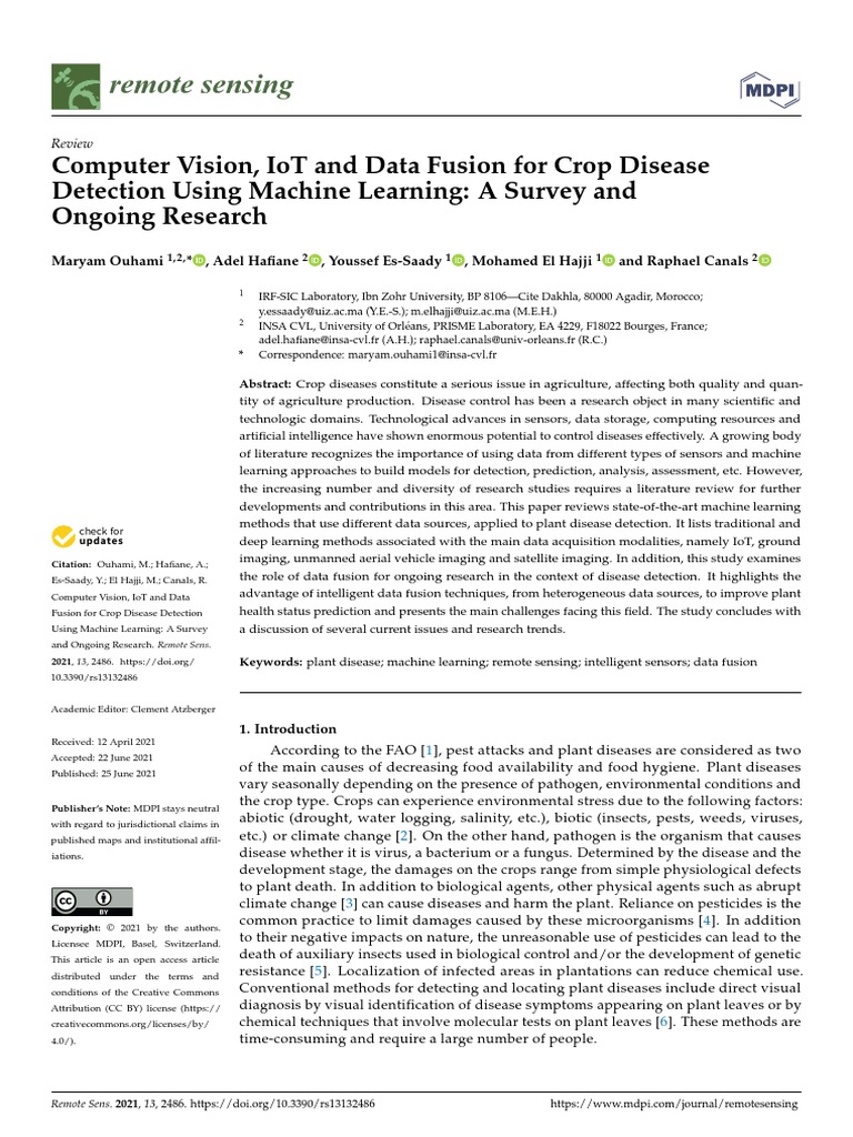 Crop Disease Detection Using Machine Learning | PDF | Internet Of ...