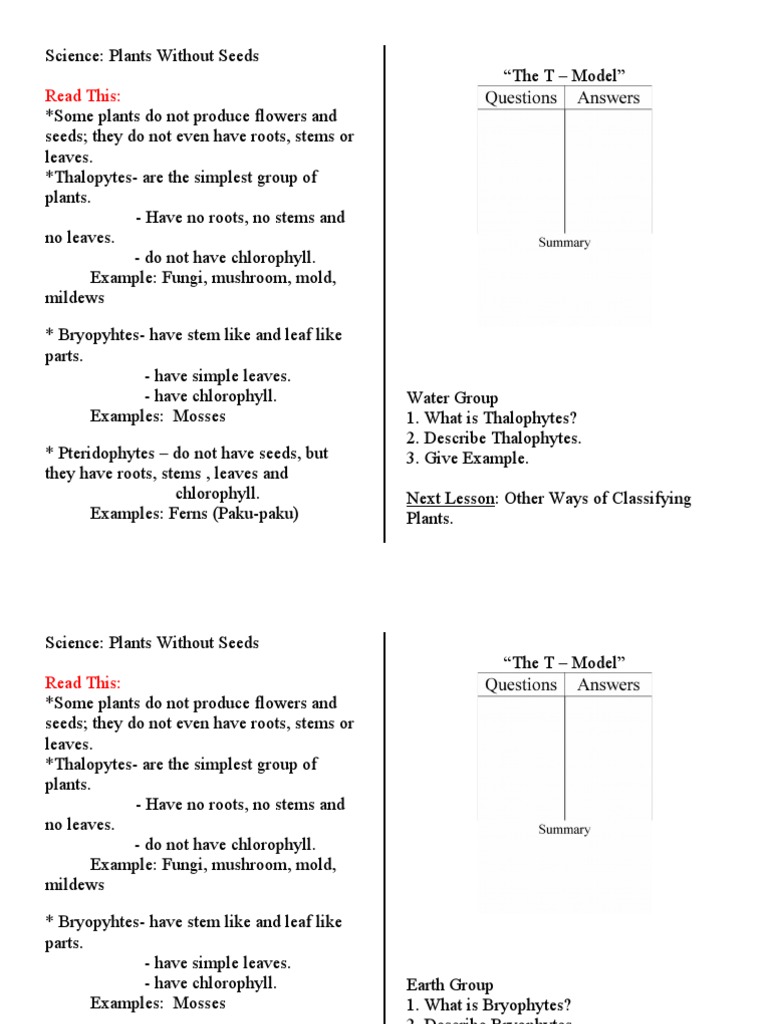 Non-Seed Plant Types and Examples | PDF | Leaf | Plants