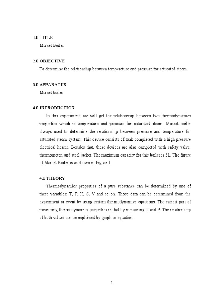 Experiment 1 - Marcet Boiler | PDF | Boiler | Enthalpy Experiment 1 - Marcet Boiler | PDF | Boiler | Enthalpy