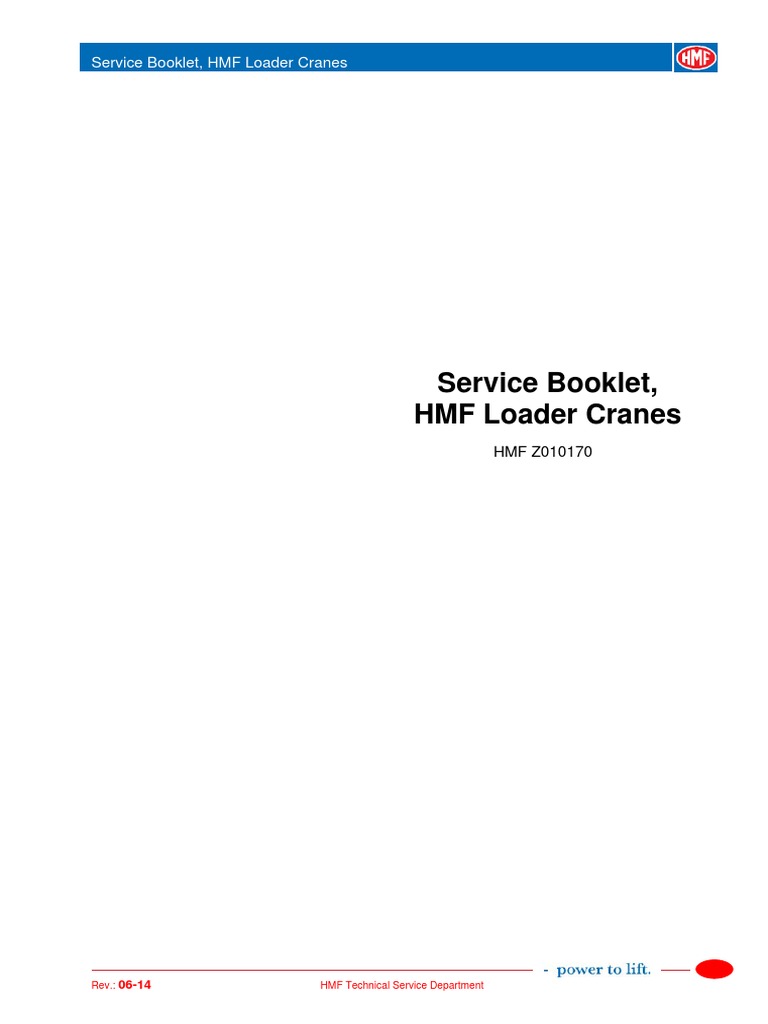Service Booklet HMF Cranes | PDF | Crane (Machine) | Mechanical Engineering