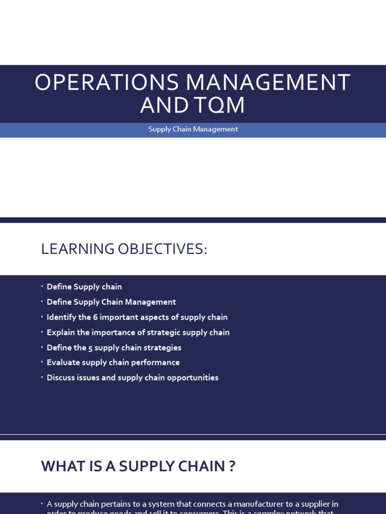 Operations Management and TQM | PDF | Supply Chain | Supply Chain ...