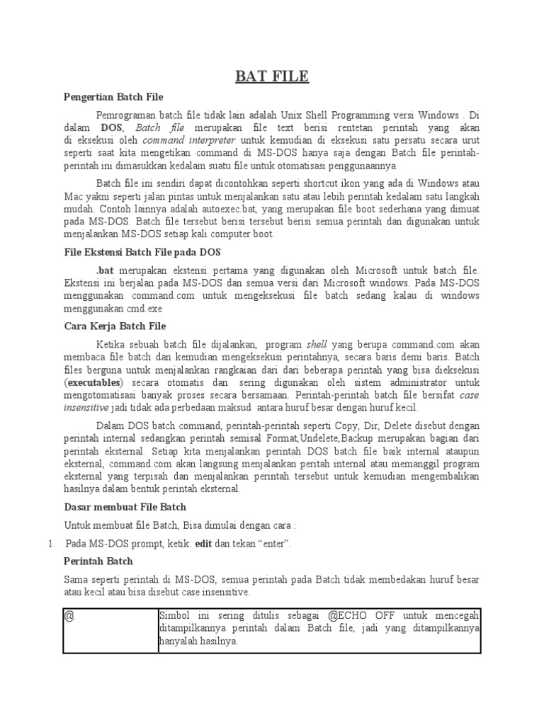 Panduan Lengkap Membuat File .bat | PDF