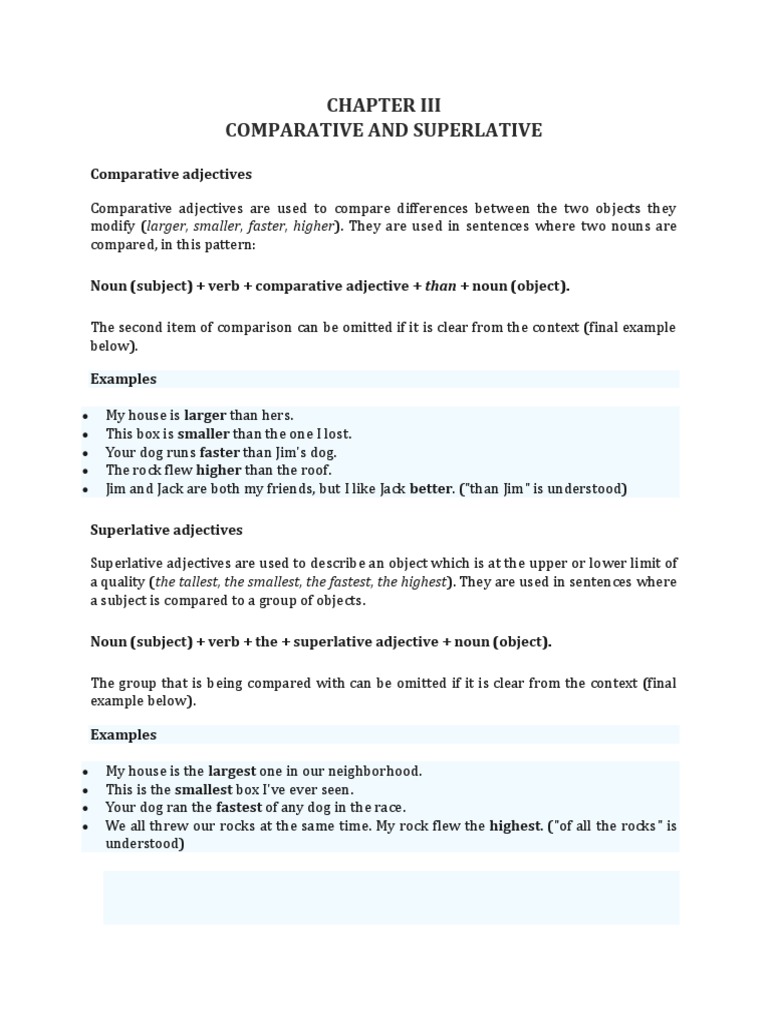 Meeting 5 Comparative and Superlative | PDF | Adjective | Grammar