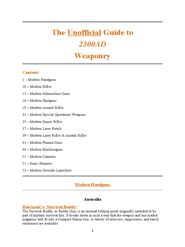 The Unofficial Guide to 2300AD Weaponry