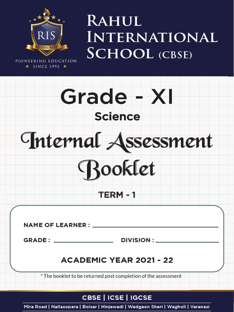 Grade 11 - Science Internal Assessment Booklet | PDF | Secondary ...