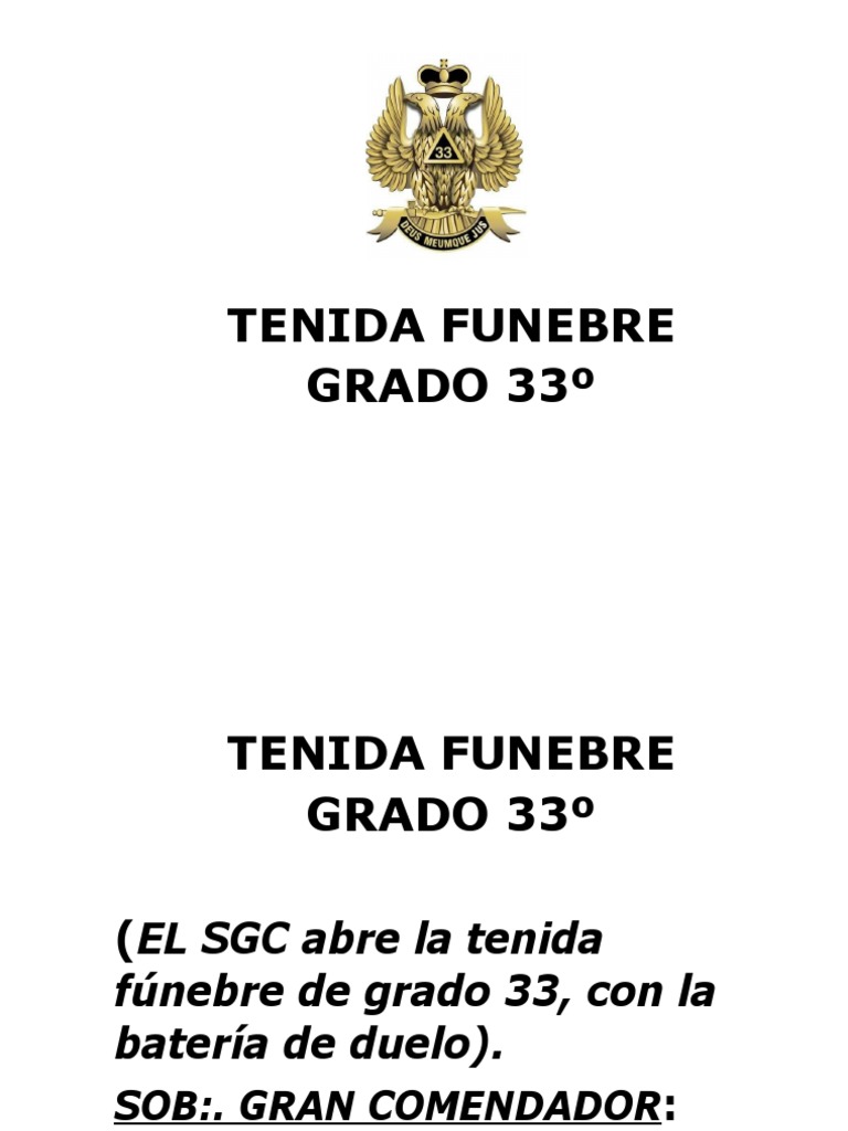 TENIDA FUNEBRE GRADO 33 VIRTUAL Del Supremo Consejo | PDF