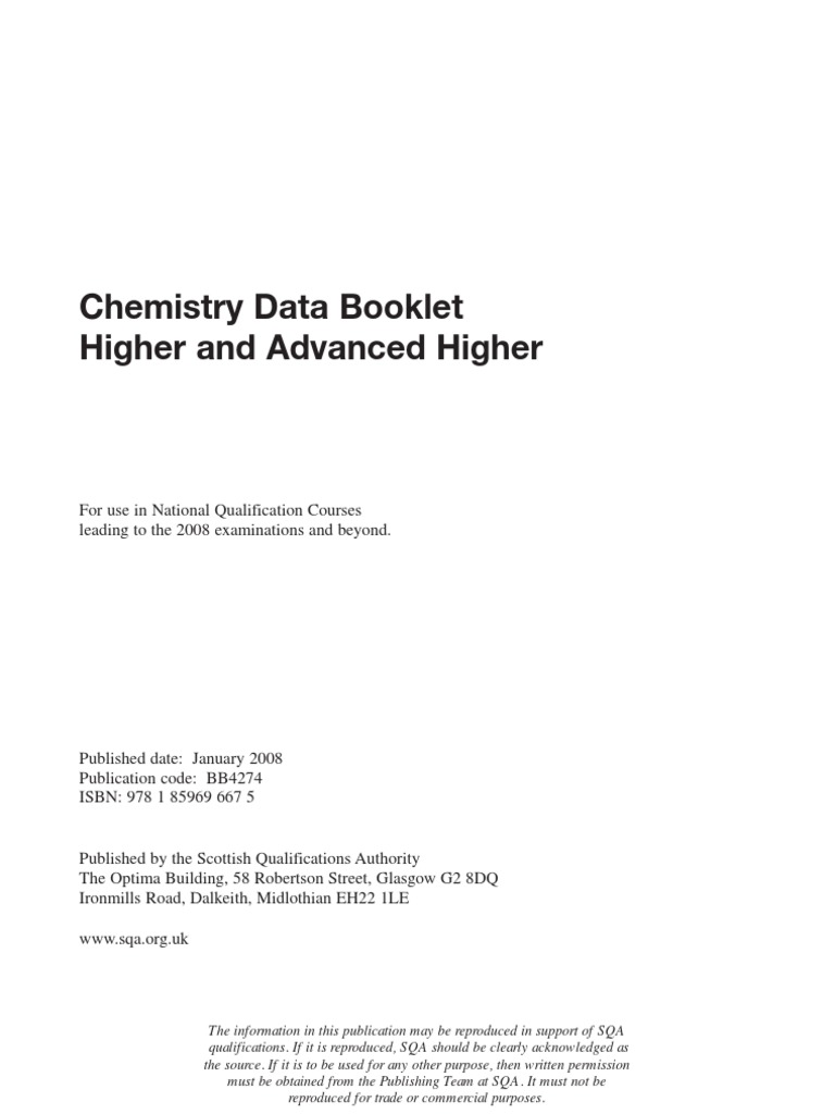 Chemistry Data Booklet | PDF