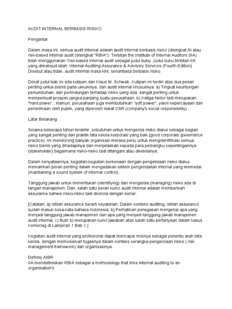 Audit Internal Berbasis Risiko | PDF | Pengelolaan Keuangan & Uang
