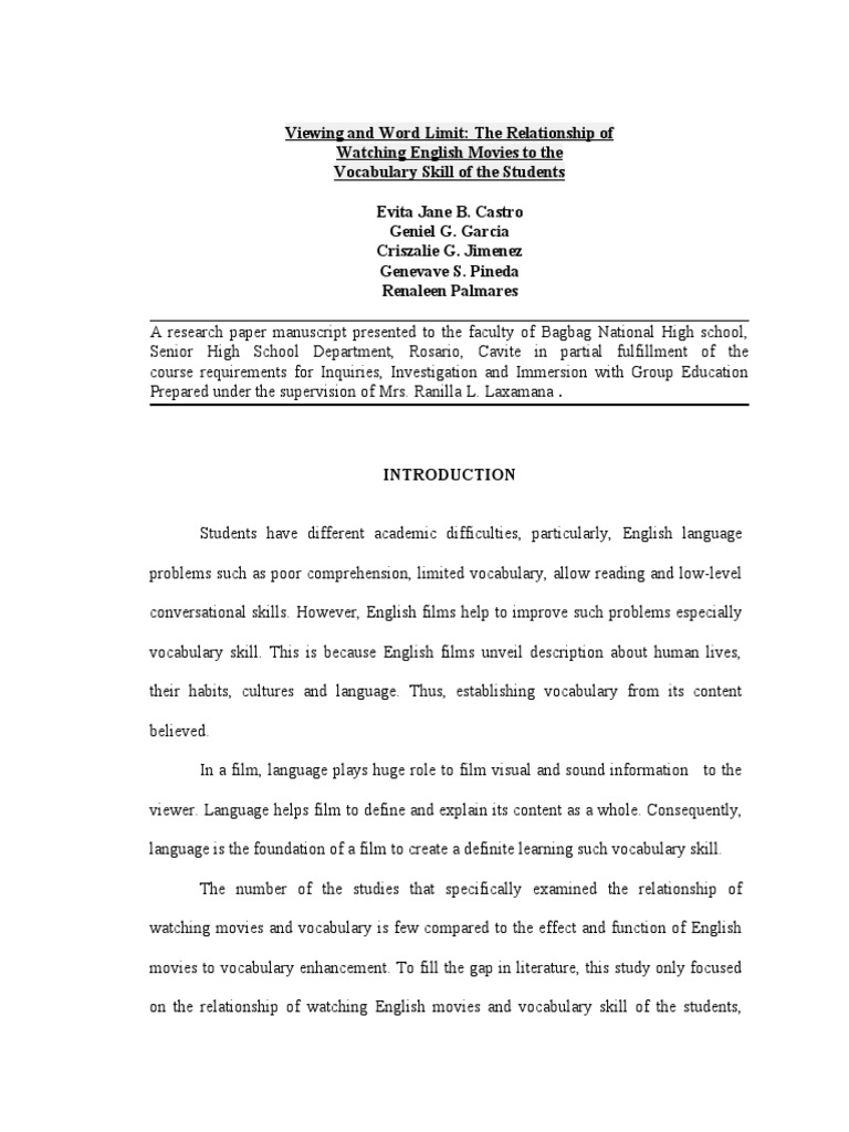 Viewing and Word Limit The Relationship | PDF | Reading Comprehension ...