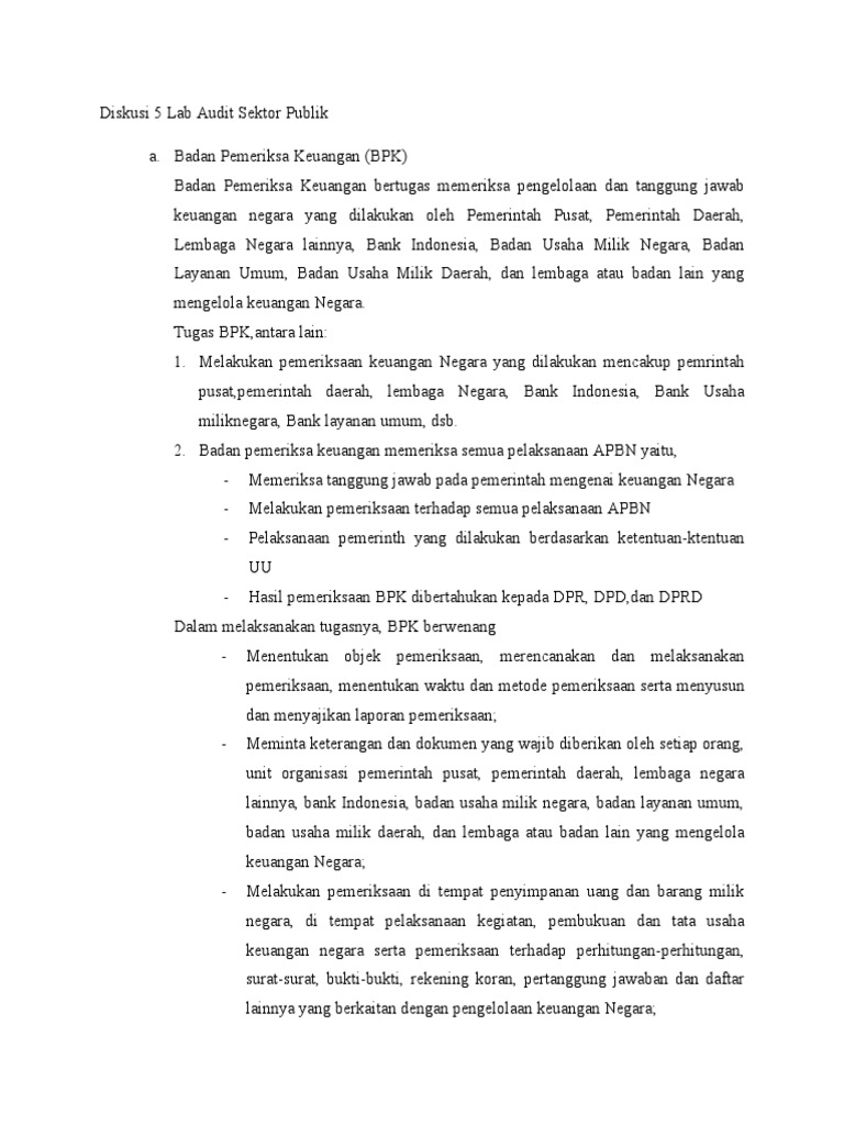 Diskusi 5 Lab Audit Sektor Publik | PDF