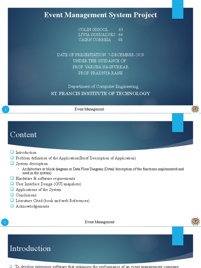 Event Management System Project: St. Francis Institute of Technology ...