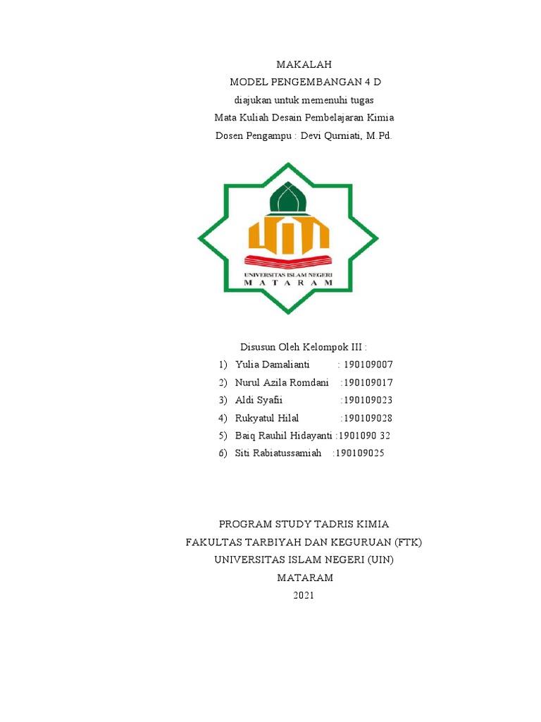 Model Pengembangan 4D dalam Pembelajaran | PDF | Karier & Perkembangan ...