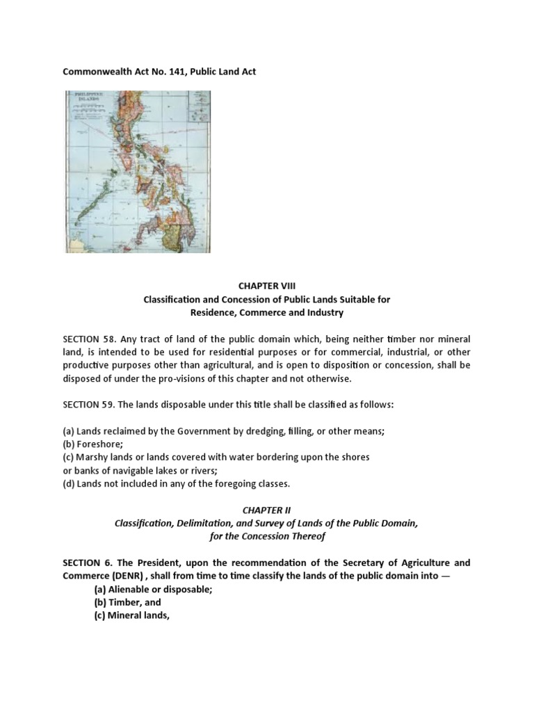 Public Land Act CA 141 | PDF | Property | Adverse Possession