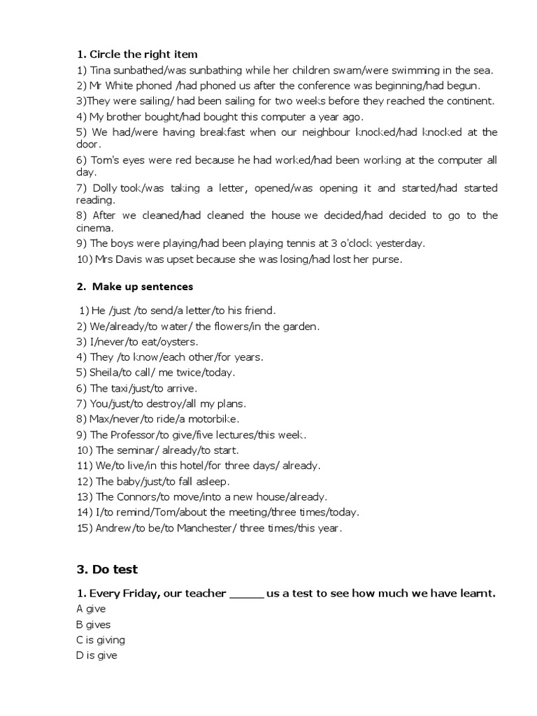Make Up Sentences: 1. Circle The Right Item | PDF