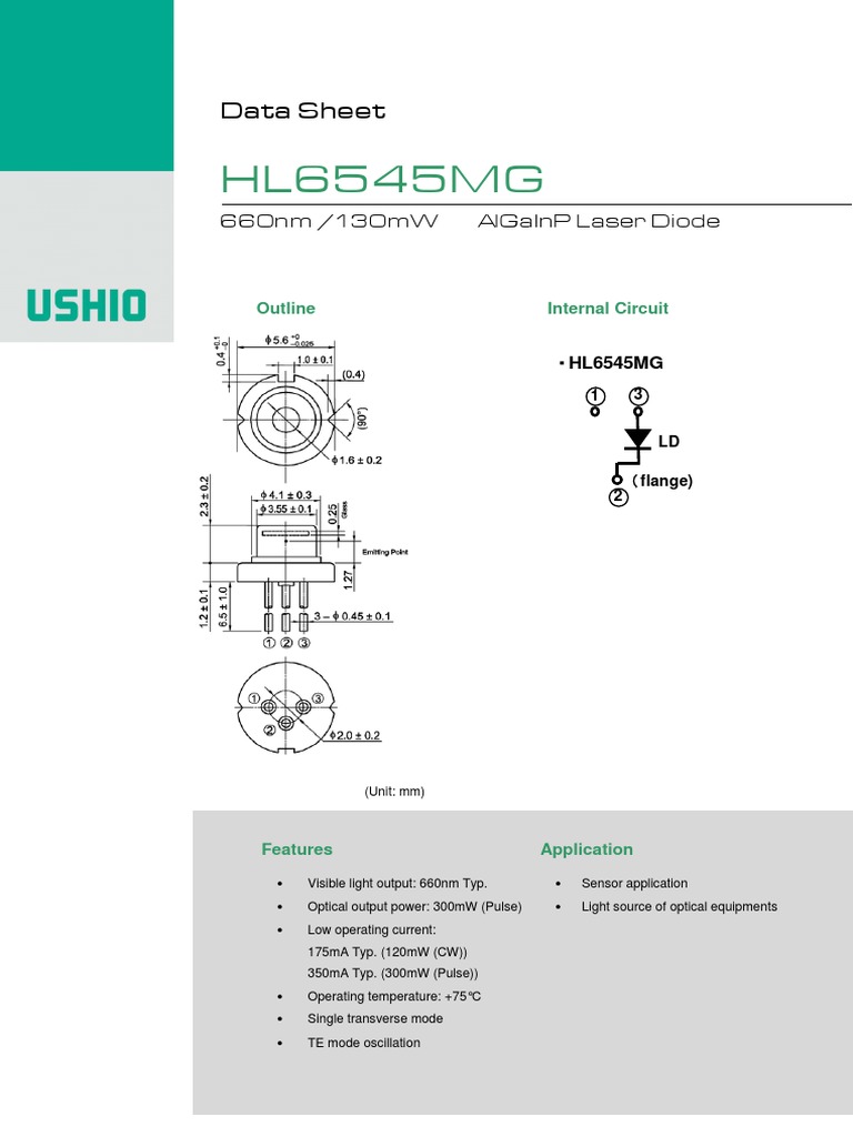 Uose DS HL6545MG R0 | PDF | Laser | Gallium Arsenide
