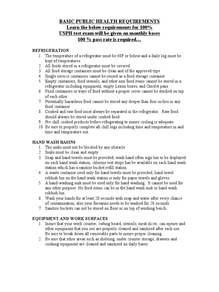 Basic Public Health Requirements Learn The Below Requirements For 100% ...