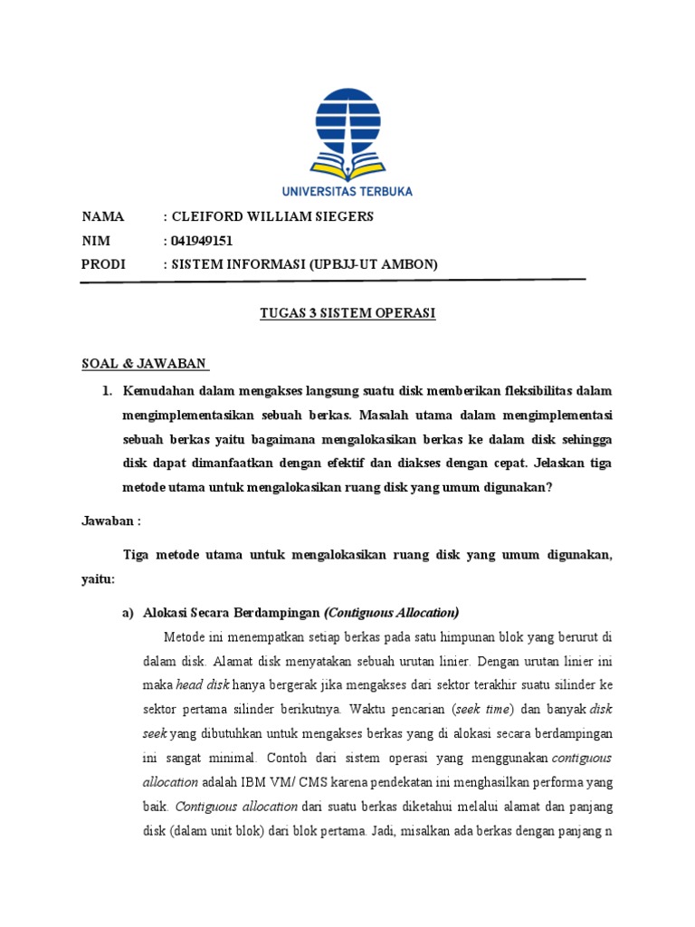 Tugas 3 Sistem Operasi Cleif | PDF | Komputer