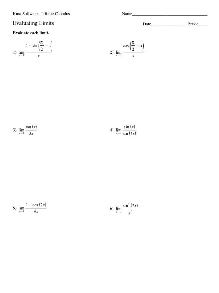 01 - Limits at Removable Discontinuities Trig | PDF | Mathematical ...