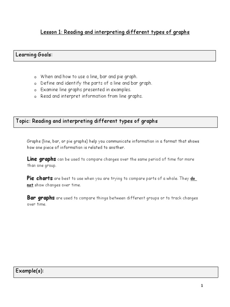 Lesson 1: Reading and Interpreting Different Types of Graphs | Download ...