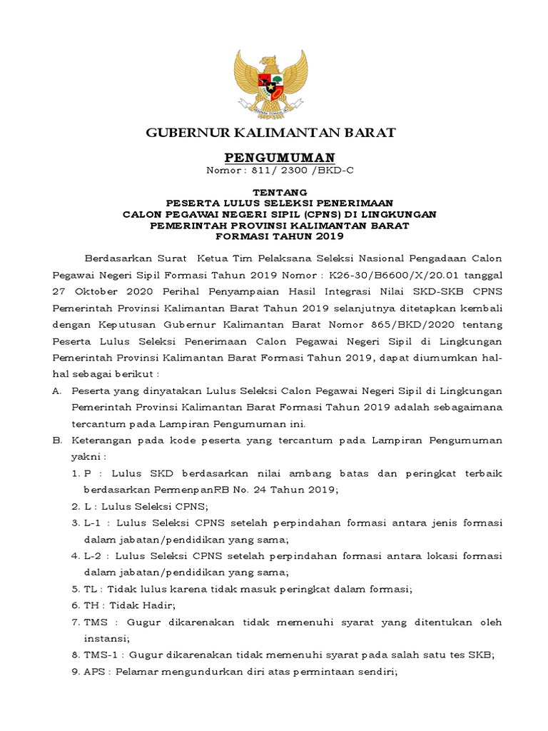 Pengumuman Kelulusan Cpns Versi Web | PDF