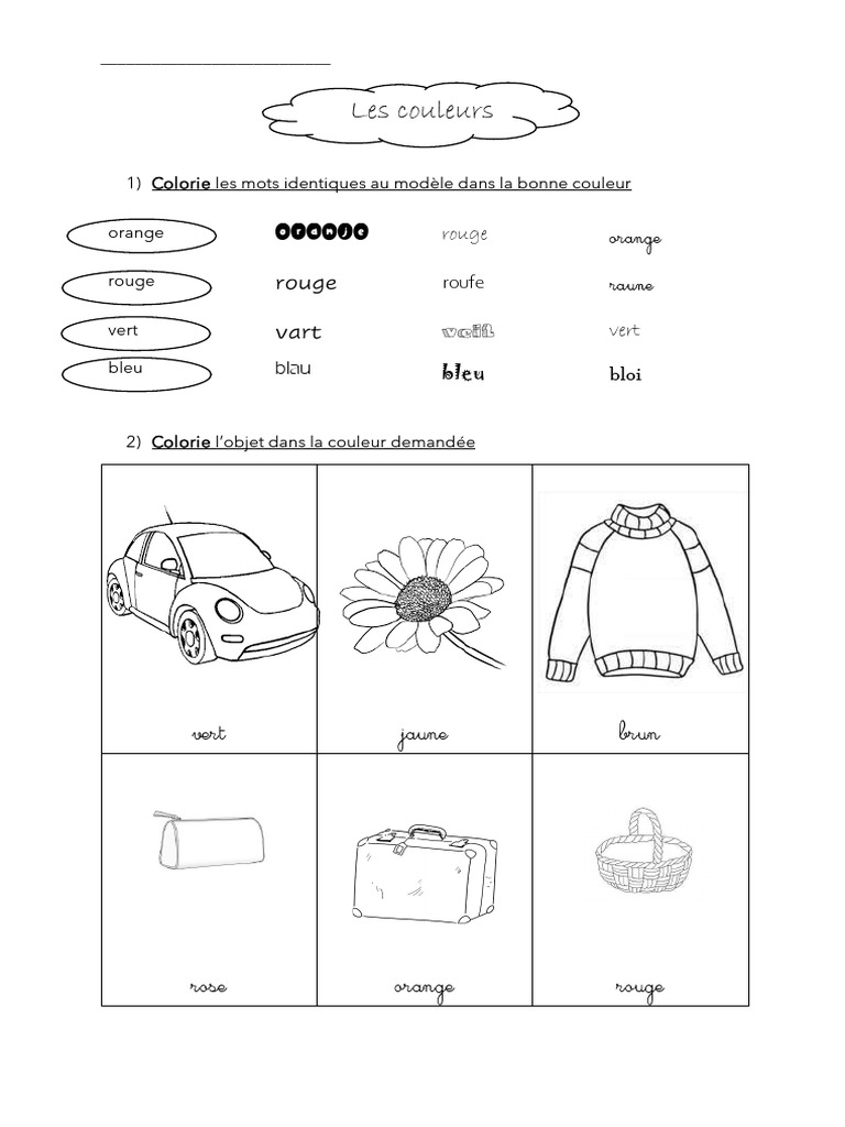 Les Couleurs Exercices | PDF