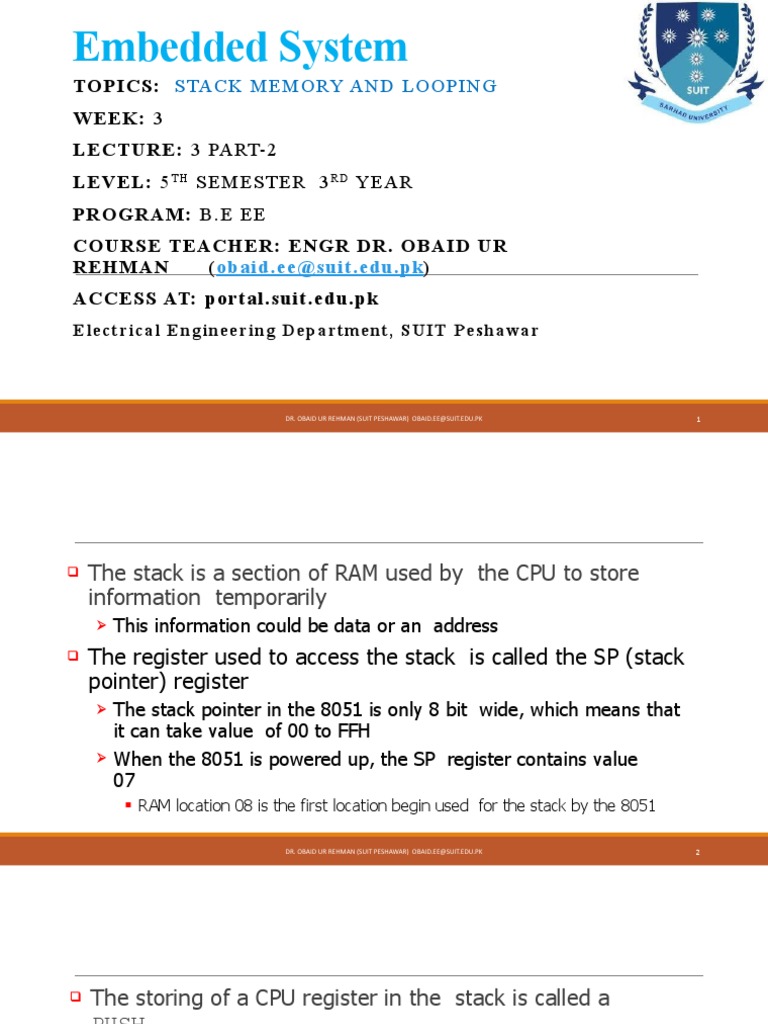 Stack Memory and Looping in 8051 | PDF | Pointer (Computer Programming) | Central Processing Unit