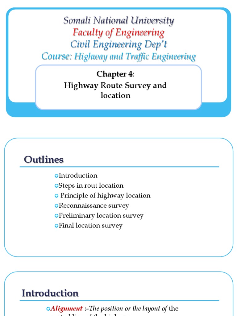 Highway Survey and Alignment Location | PDF | Road | Surveying